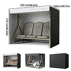yeshine Outdoor Swing Cover, 3 Seater Patio Swing Cover Hammock Chair Glider Covers, Waterproof 210D Silver Coated Oxford Fabric, UV Protection, Dustproof, 86.61" x 49.21'' x 66.93'', Black