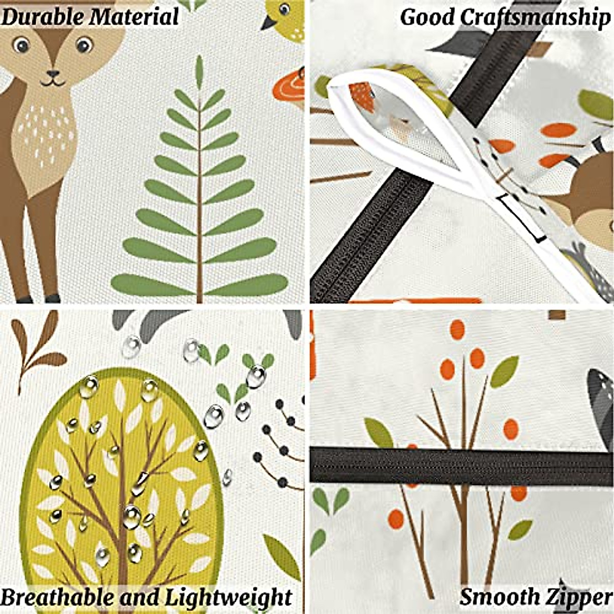 Woodland Animals Hanging Laundry Hamper Bag with 2 Door Hooks, Fox Elk Bear Mushroom Holding Dirty Clothes Bag, Saving Space Hanging Laundry Bag for Door Wall, Closet, Bathroom