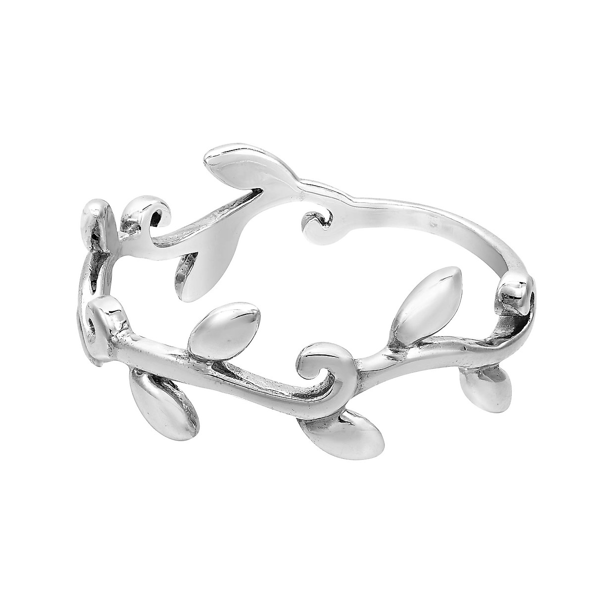 AeraVida Peaceful Elegance .925 Sterling Silver Olive Branch Ring | Minimalist Leaves Silver Ring for Women | Adorable Silver Ring Accessory for Nature Lover | Anniversary Jewelry Gift | Size (7)
