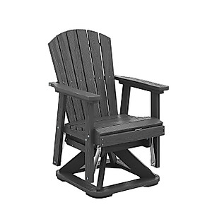 SERWALL Adirondack Swivel Glider Chair, HDPE Swivel Glider for Outdoor, All-Weather Glider Chair for Porch, Balcony, Slate Grey