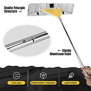Goplus Snow Roof Rake, 25-Inch Blade 20 FT Extension Snow Shovel for Snow Removal w/ Wheels Anti-Slip Handle, Ideal for Roof Car, Heavy Duty Aluminum