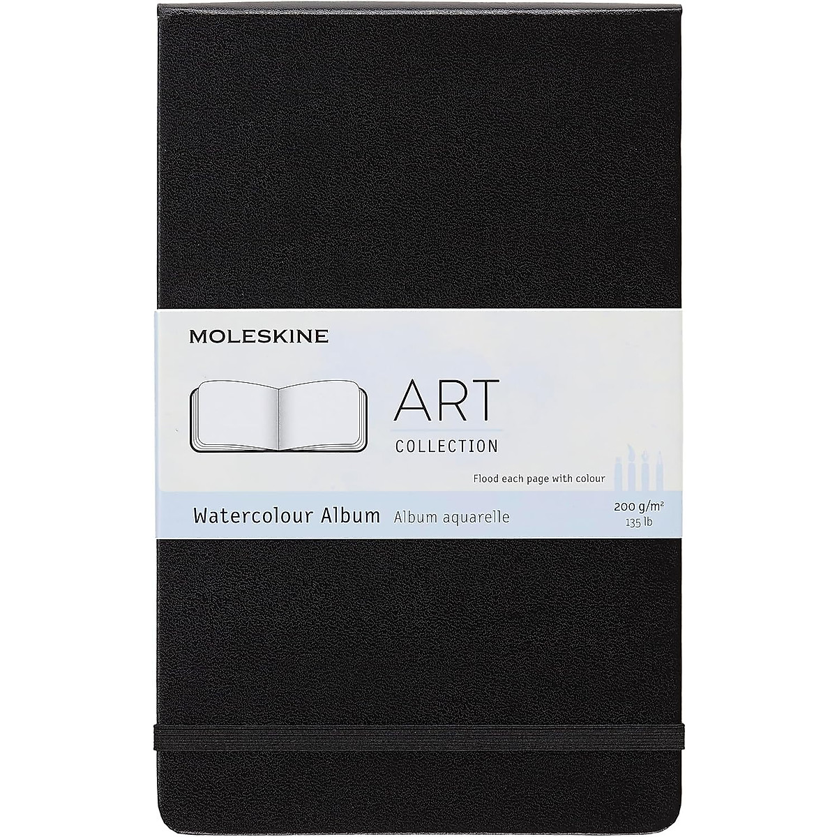 Moleskine Art Watercolor Album, Hard Cover, Large (5" x 8.25") Plain/Blank, Black, 72 Pages