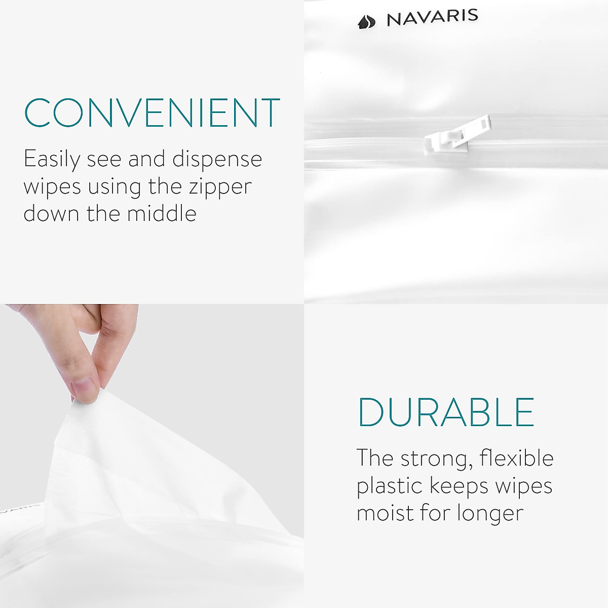 Navaris Wet Wipes Dispenser - Set of 2 Baby Wipe Travel Refillable Pouch Holder Container Bag Case - Portable Flushable Wipes Dispenser - Opaque