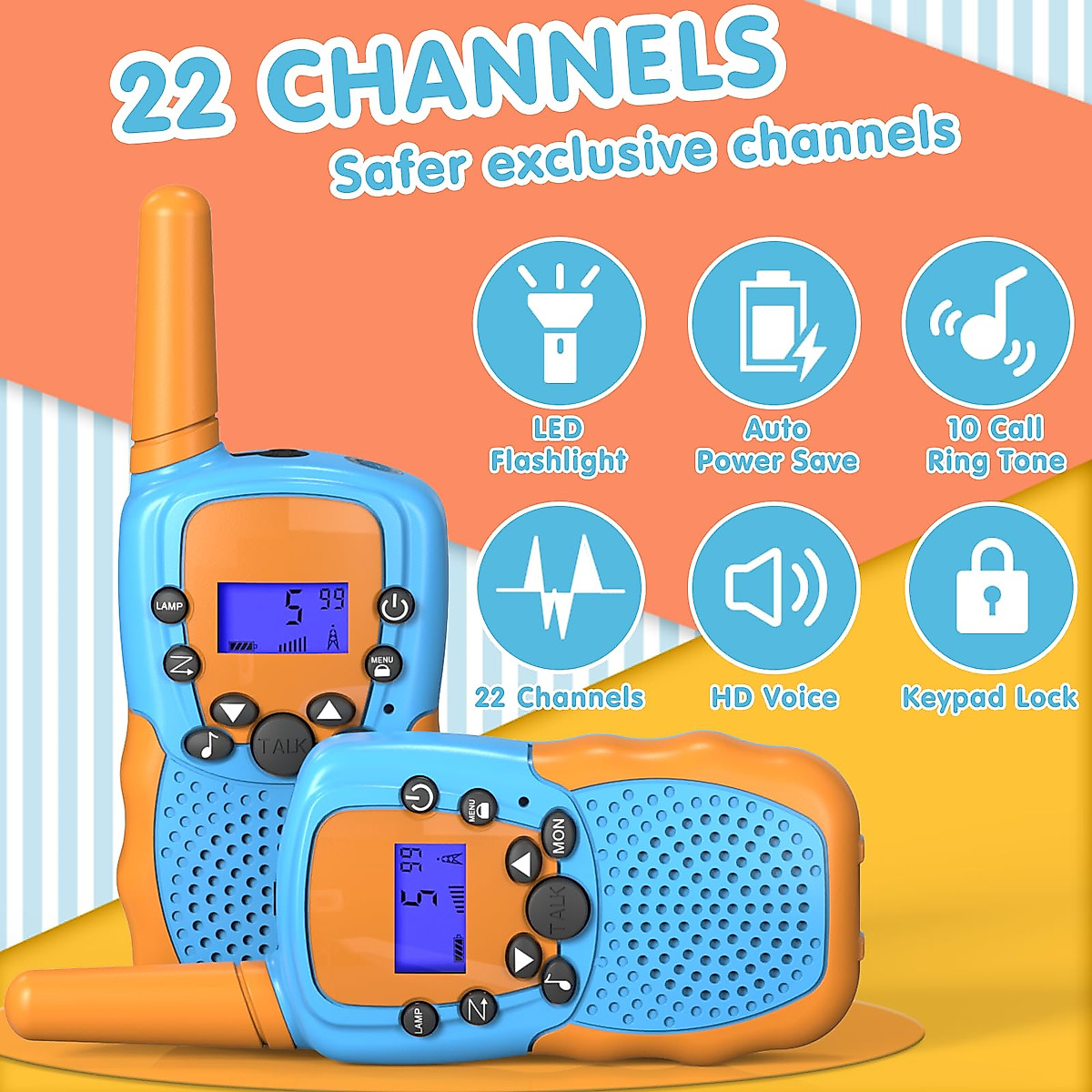 Selieve Toys for 3-12 Year Old Boys Girls, Walkie Talkies for Kids 22 Channels 2 Way Radio Toy with Backlit LCD Flashlight, 3 Miles Range for Outside, Camping, Hiking