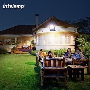 intelamp Solar Flood Lights Outdoor Motion Sensor,12000mAh 2000LM Solar Powered Motion Sensor Flood Light with Remote， Dusk to Dawn Solar Lights for Outside with 16.4Ft Cable IP65 Waterproof