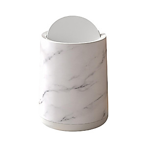 Generic Marble Bathroom Trash Can Household Trash Bin Garbage Container Removable Inner for Office, White Large, Optional