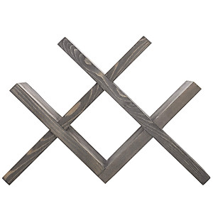 MyGift Vintage Gray Wood 4-Bottle Countertop Wine Storage Rack, Wine Bottle Tabletop Display Holder