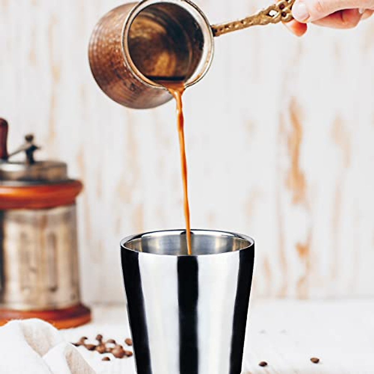 4 Pack Coffee Cup Stainless Steel Cups Metal Cups Reusable and Stackable,Drop-Proof and Easy to Carry Thermos - 6oz