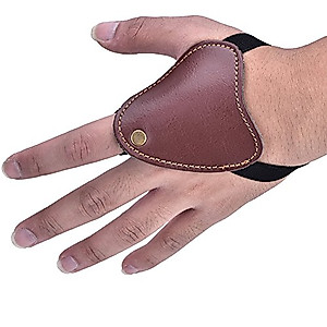 Archery Protective Gloves, Quality Microfiber and PU Archery Finger Hunting Hand Guard Shooting Left hand Protector(Brown)