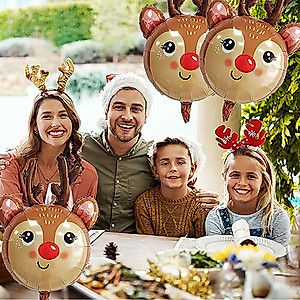 Reindeer Balloons Christmas Balloons Reindeer Head Foil Balloons for Christmas-Themed Party Birthday Party Supplies Decorations Party Decorations Balloons Party Sets-3pcs