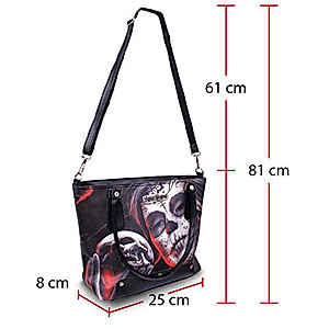 Liquorbrand Eternal Shoulder Tote Bag and Coin Purse Handbag & Zipper Pouch | Sugar Skull Dia De Los Muertos Dark Gothic Design