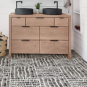 FloorPops FP2945 Noleby Peel & Stick Floor Tiles, Black