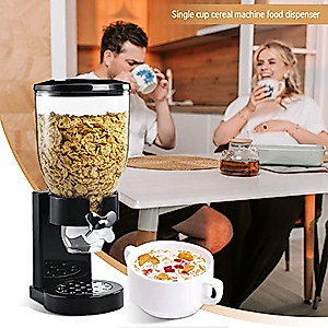Qulable Dry Food Dispenser, Grain Storage Bin, 3.5L Oat Dispenser Countertop, Candy Dispenser, Dispense with controlled amount for Rice Beans Cereal Nuts Snack breakfast（black）
