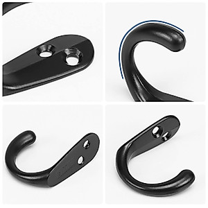 NearMoon Coat Hooks Wall Mounted - Heavy Duty Metal Single Prong Robe Hanger Rustproof Wall Hooks for Towel Hat Key Bag on Bathroom, Kitchen, Livingroom(10 Pack, Matte Black)