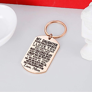 Daughter Gift from Mom Inspirational Keychain Gifts for Adult Teen Girl Women Birthday Valentines Day Mother's Day Graduation Gift to Daughter from mummy Mother in Law Stepmom i Love You (Rose Gold)