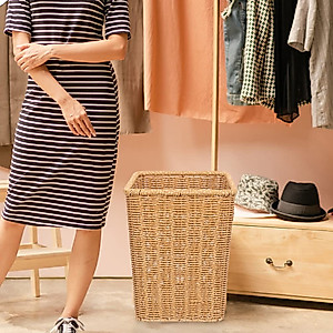 Cabilock Crevice Trash Can Magazine Basket Pastoral Style Garbage Bin Kitchen Trash Recycle Basket Bin Trash Basket Mini Garbage Can Toy Storage Bread Office Storage Basket Plastic