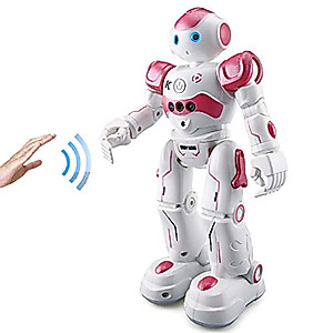 WEECOC RC Robot Toys Gesture Sensing Smart Robot Toy for Girls Can Singing Dancing Speaking Christmas Birthday Gift (Pink)