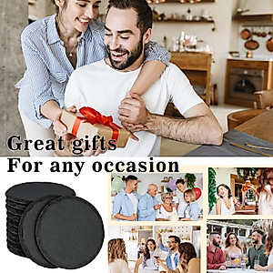 48 Pcs Coasters for Drinks, MAPRIAL 4 Inch Slate Coasters Black Stone Coaster Set Round Natural Handmade Rustic Rock with Anti-Scratch Bottom for Coffee Table, Home Decor, Cup, Bar, Housewarming Gifts