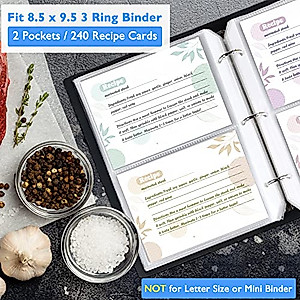 MaxGear Recipe Card Protectors (60 Pack, 4x6 inch Pockets) Recipe Card Holder for 8.5 x 9.5 3 Ring Binder, 2 Pockets Per Page, Recipe Binder Photo Refill Pages, Perfect for Recipe and Photo Sleeves