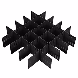 ShineMe Drawer Dividers 8pcs Adjustable Plastic Divider Household Storage Thickening Sub-Grid Finishing Shelves for Home Tidy Closet Stationary Makeup Socks Underwear Scarves Organizer (Black)