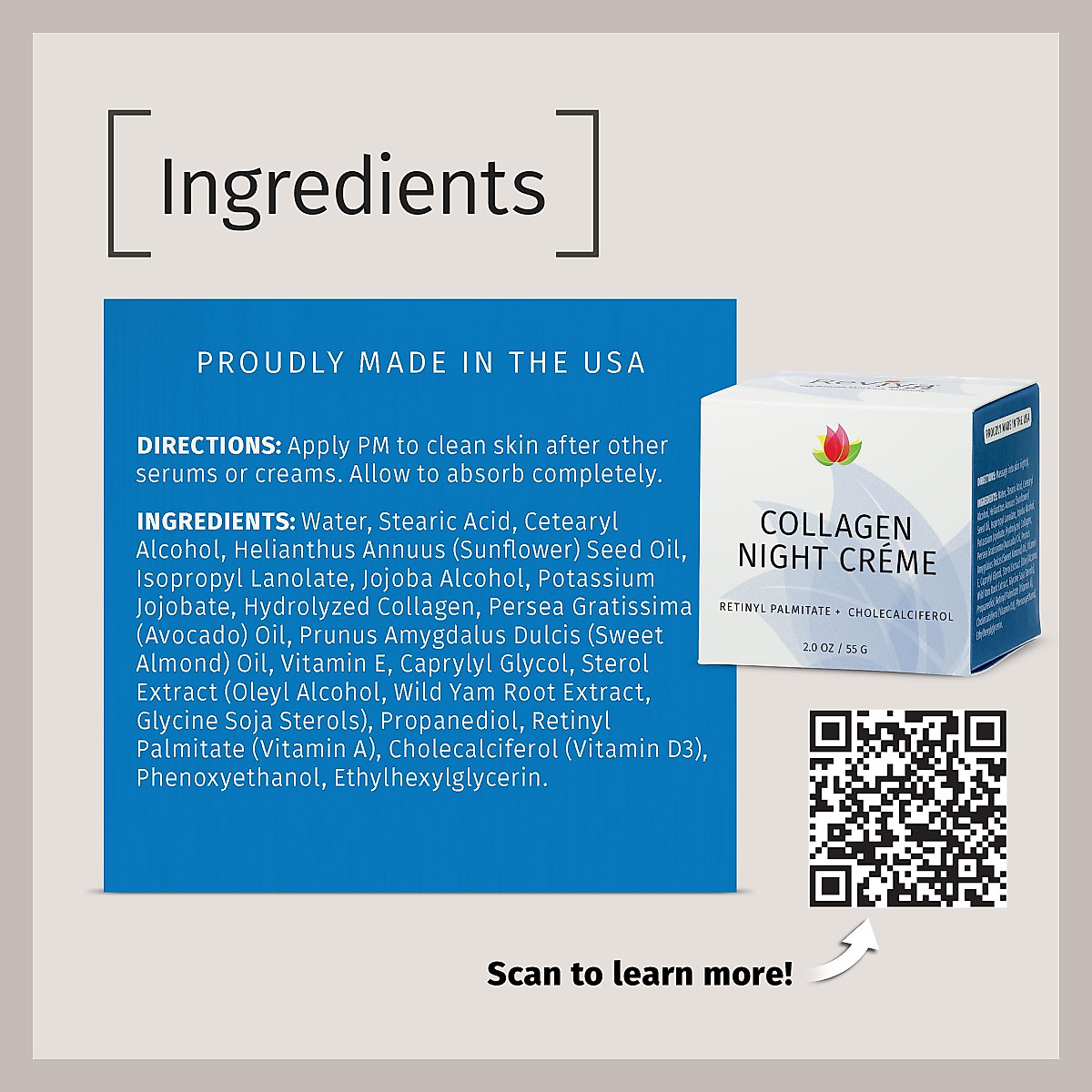 REVIVA LABS - Collagen Night Créme (2.oz)