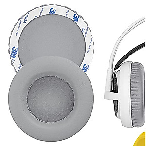 Geekria QuickFit Protein Leather Replacement Ear Pads for SteelSeries Siberia V1, Siberia V2, Siberia V3 Prism Gaming Headphones Earpads, Headset Ear Cushion Repair Parts (Grey)