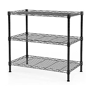 SINGAYE 3 Shelf Wire Shelving Unit Adjustable Storage Shelving 21.26”W x 11.41”D x 22.83”H (Black)