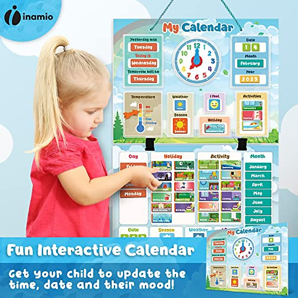 Magnetic Kids Calendar for Learning - Classroom Calendar, Preschool Calendar for Kids - Toddler Calendar, Magnet Calendar for Kids - Days of the Week Chart for Toddlers - Today, Monthly and Weather