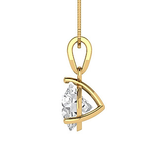 2 ct Brilliant Round Cut Solitaire Clear Simulated Diamond 14k Yellow Gold Pendant with 16" Chain