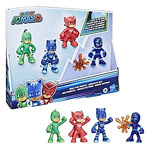PJ Masks Night Time Mission Glow-in-The-Dark Action Figure Set, Preschool Toy for Kids Ages 3 and Up, 4 Figures and 1 Accessory