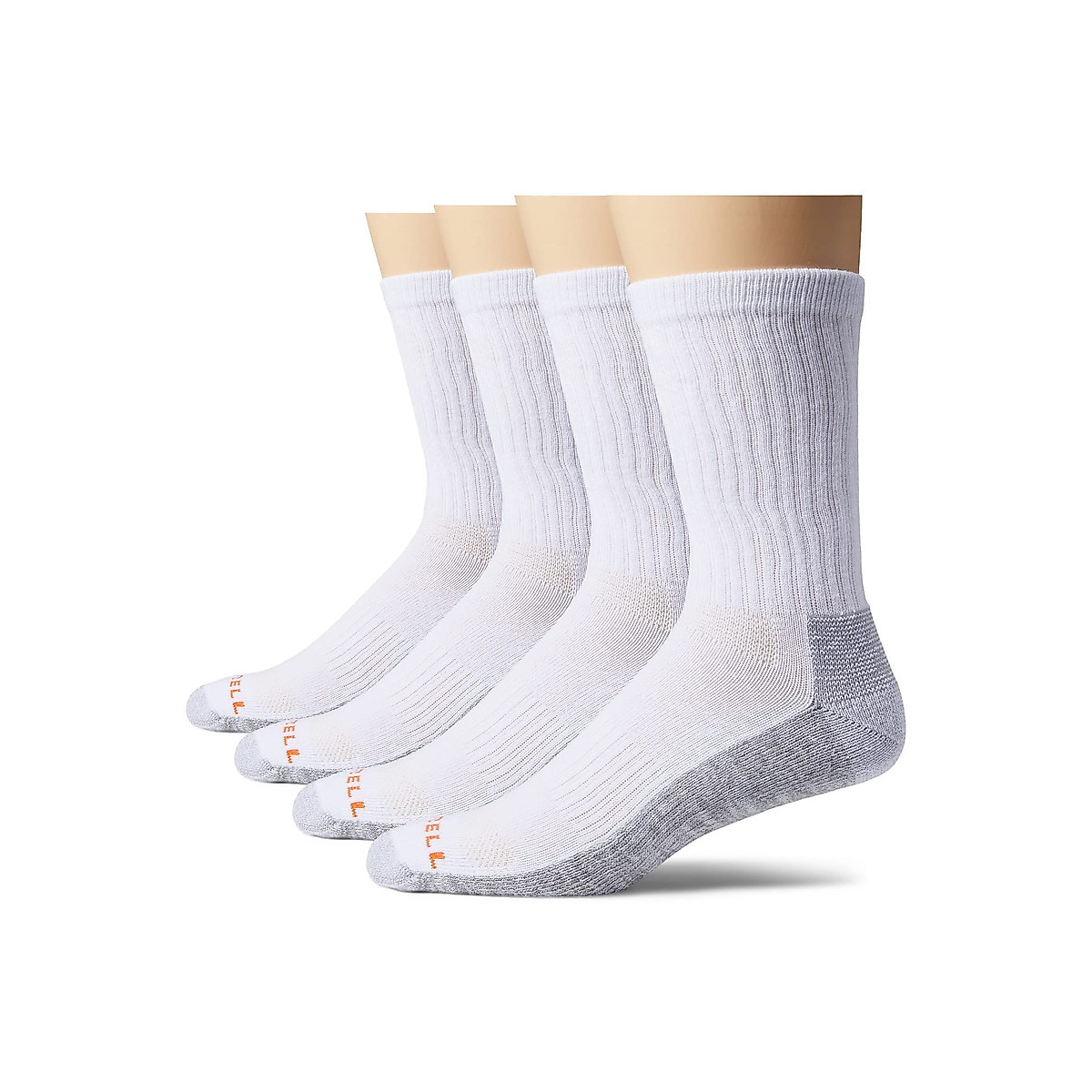 Merrell Unisex-Adult's Standard Durable Everyday Work Crew Socks-3 Packs Arch Support and Anti-Odor Cotton, White (6 Pairs), M/L (Men's 9.5-12 / Women's 10-13)