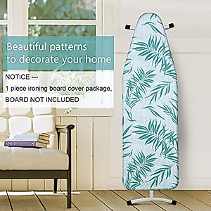 MZXcuin 15" x 54" Ironing Board Cover and pad, Extra Thick Cotton Iron Cover with Padding Heat Reflective Heavy Duty Pad, Green Leaves