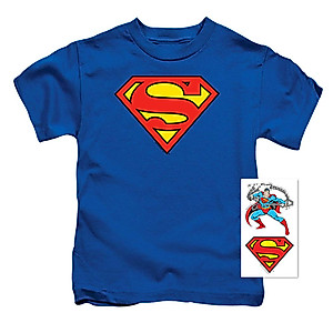 Toddler Superman Classic Logo T Shirt & Stickers (4T)