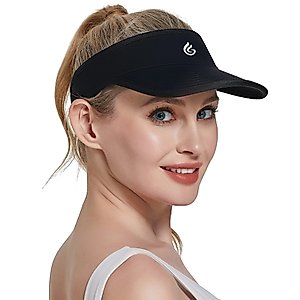 Gisdanchz Sun Visor Hats for Women, Golf Running Tennis Visors for Women and Men, Mens Womens Sun Visor for Workout Gym All Sports, Lightweight Sporty Performance Sun Visors for Women, Black/White, M