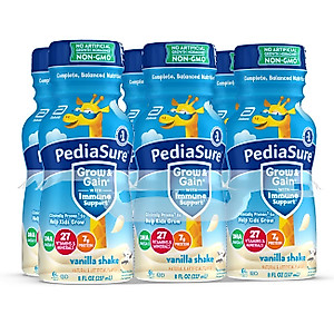 PediaSure Grow & Gain With Immune Support, Kids Protein Shake, Vanilla, 8-fl-oz Bottle, 6 Shakes