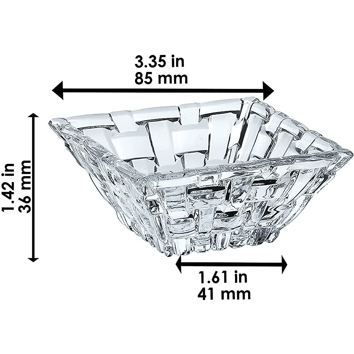 Nachtmann Bossa Nova Collections, 4 Piece Serving Set, Crystal Glass Serving Dishes for Cheese, Crackers, Fruits, and Appetizers, Platter, Square and Rectangular Bowls