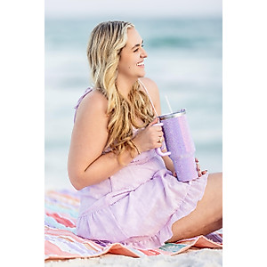 Sip+Sea Grenada 40oz Rhinestone-Encrusted Insulated Tumbler - Premium Bling Stainless Steel Water Bottle with Handle, Double Wall Vacuum Technology, Includes Leakproof Lid and Straw