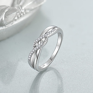 STARCHENIE Twisted Infinity Ring 925 Sterling Silver Wedding Band Ring for Women Size 9