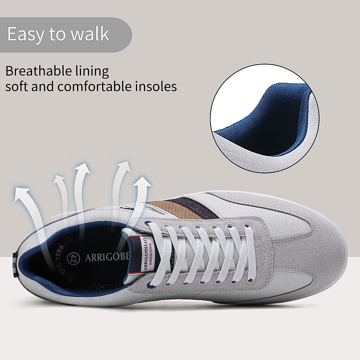 AX BOXING Mens Casual Shoes Fashion Sneakers Breathable Comfort Walking Shoes for Male(Navy Blue, Numeric_12)