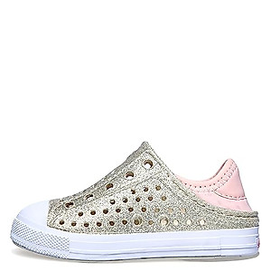Skechers Girl's Foamies Guzman Steps - Glitter Mist Sneaker, Champagne, 2 Big Kid