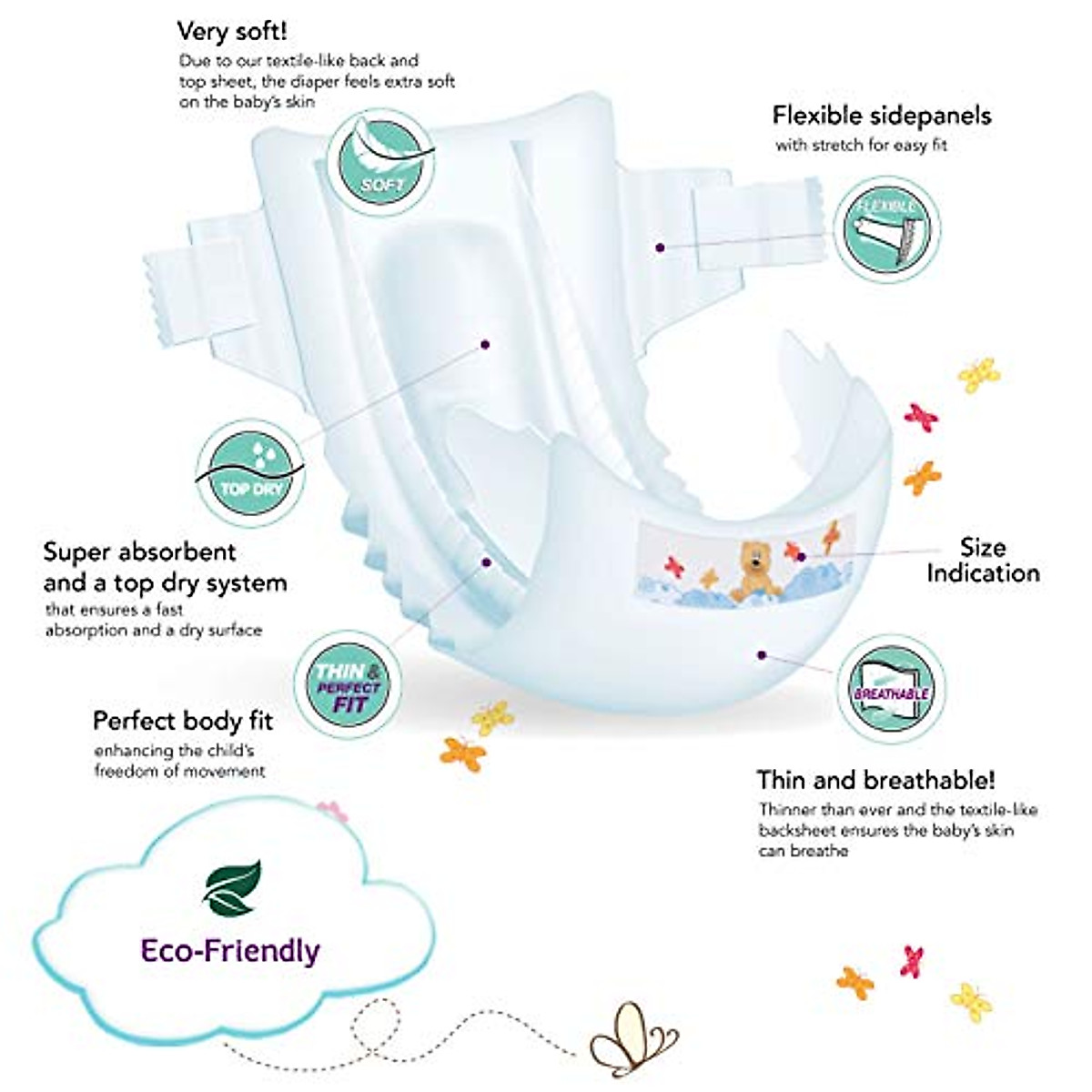 Bambo Nature Baby Diapers Classic, Size 4 (15-40 Lbs), 30 Count