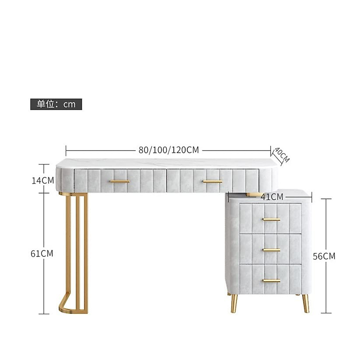 N/A Bedroom Velvet Dressing Table Makeup Table and Chair with Lighted Small Household Dressing Table
