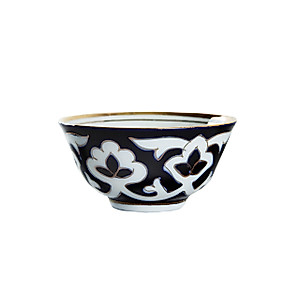 Set of 6 Uzbek Floral Tea Cups 7-Ounce Dark Blue And White Uzbekistan Ceramic Traditional Products NOT FAKE - FREE Uzbek Cookbooks Included