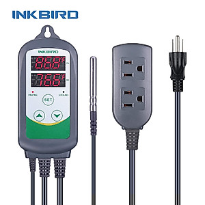Inkbird Combination Humidity Controller IHC200 Temperature Controller ITC308 Stage Pre Wired AC Dual Stage Outlet Thermostat Humidistat Cooling Heating Humidifier Dehumidifier