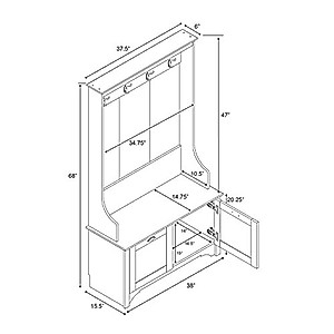 Prepac Wide Hall Tree with Shaker Doors, Espresso