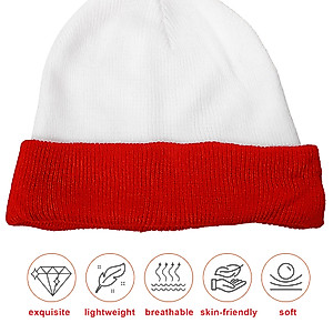 Yaomiao Red and White Beanie Pom Pom Hat Christmas Cuff Knit Beanies for Men Women Adult Winter(6 Pcs)