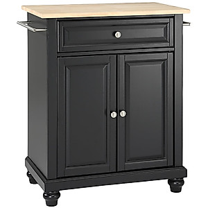 Crosley Furniture Cambridge Stainless Steel Top Small Rolling Kitchen Island Storage Cart, Microwave Stand, Mahogany