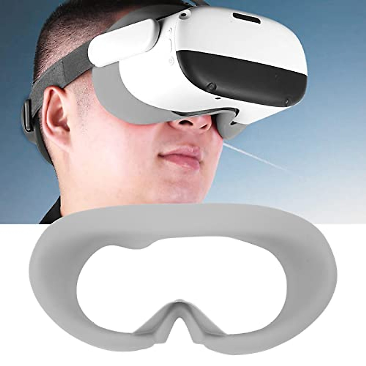 Slicone VR Face Cover Anti Slip Integrated Silicone VR Face Cover Face Pad Game Light Blocking Accessories Lightproof Face Protector Pad Washbale for Pico Neo4 (Grey)