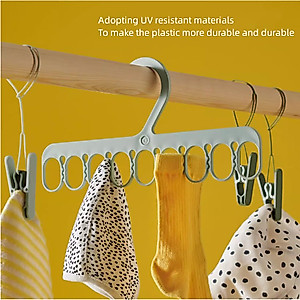 2 Pcs Eight Tooth Sock Clips,Wardrobe Rack,Clothing Storage Rack, Suitable for Storing Hats,Ties,Socks,Towels etc,Suitable for Home and Travel(Light Green)