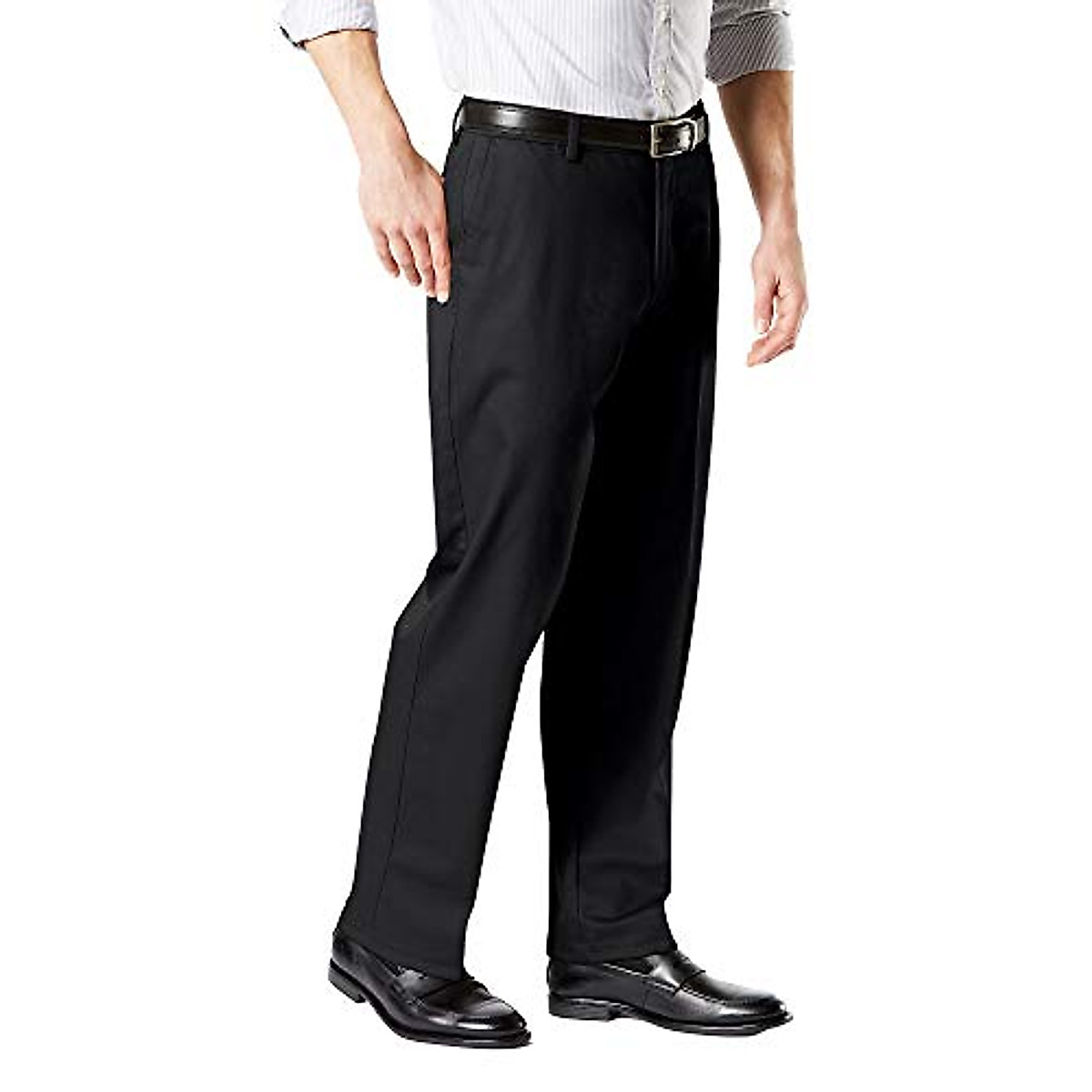 Dockers Men's Classic Fit Signature Khaki Lux Cotton Stretch Pants (Regular and Big & Tall), Black, 44W x 30L